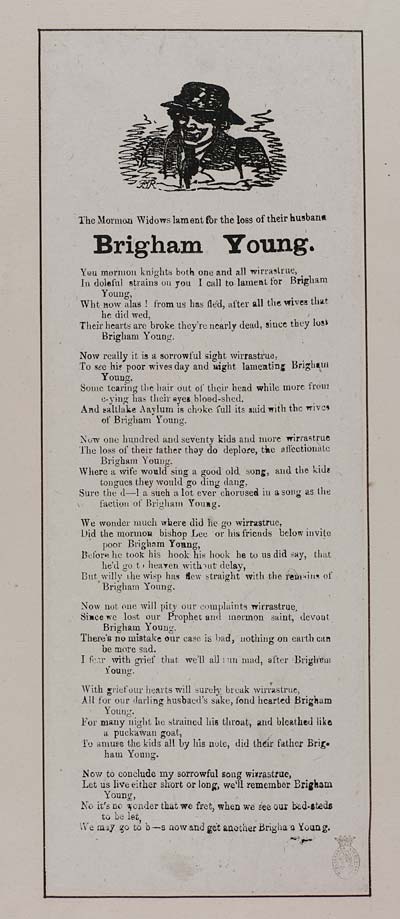 Mormon widows lament for the loss of their husband Brigham Young ...