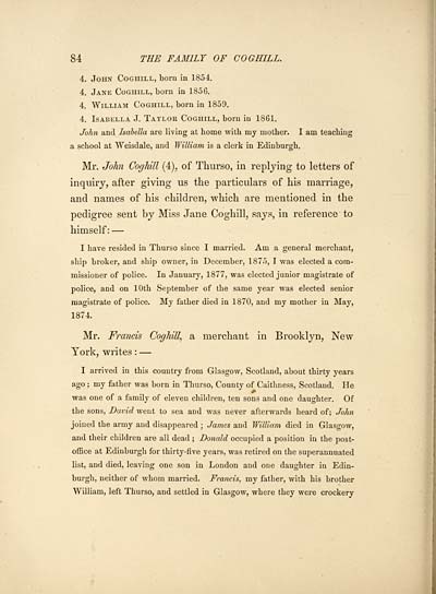 (156) Page 84 - Family of Coghill, 1377 to 1879 - Histories of Scottish ...