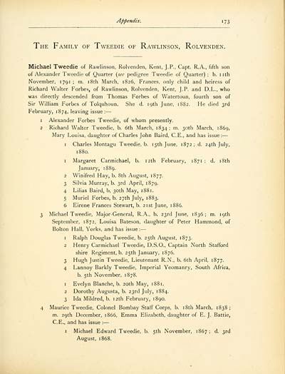 (247) Page 173 - History of the Tweedie, or Tweedy, family - Histories ...