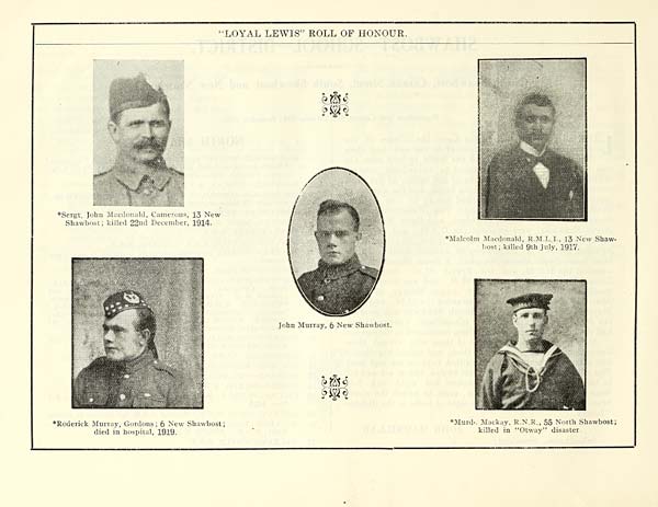 (218) Photographs - Places > Loyal Lewis roll of honour, 1914 and after ...