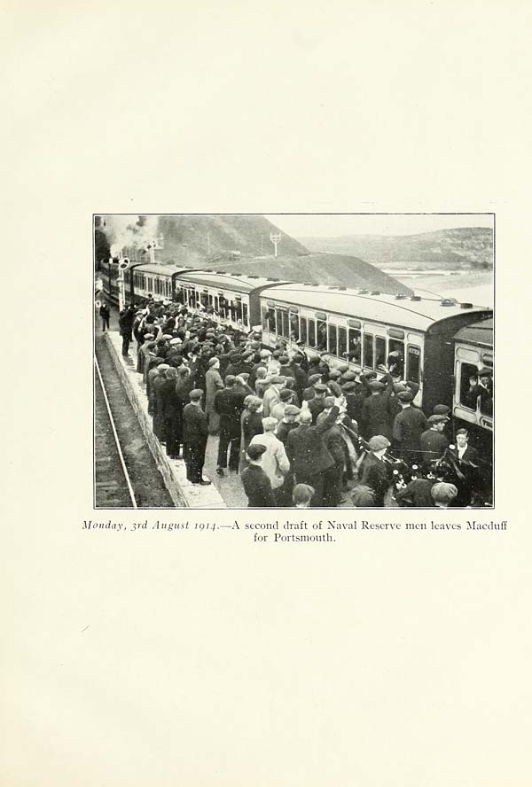 (39) Illustrated plate - R.N.R. men leave Macduff Station - Places ...