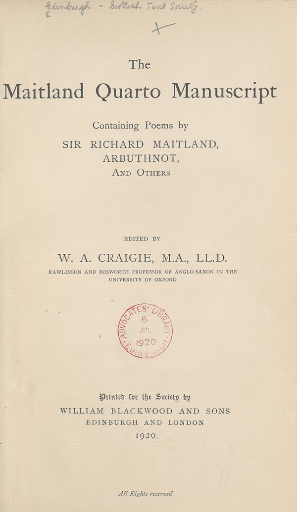 (7) - Scottish Text Society publications > New series > Maitland quarto ...