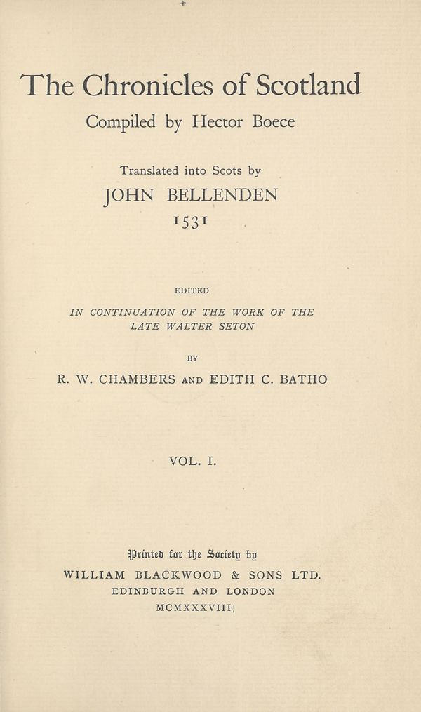 (7) - Scottish Text Society publications > Third series > Chronicles of ...