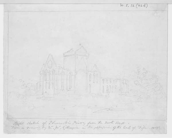 (18) 42d - Slight Sketch of Pluscardin Priory from the North West ...