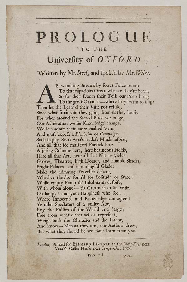 Prologue to the University of Oxford - Literature & Theatre - English ...