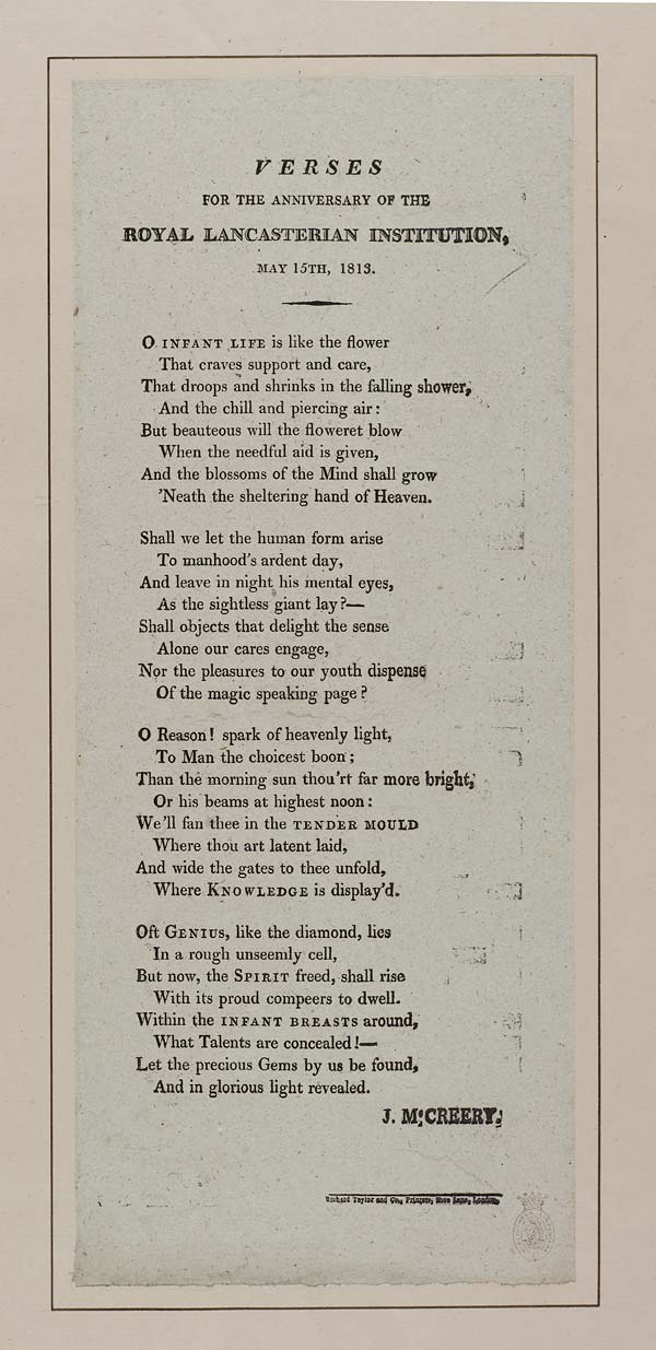 Verses for the anniversary of the Royal Lancasterian Institution, May ...