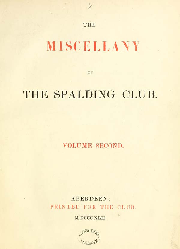 (11) Title page - Spalding Club > Miscellany of the Spalding Club > No ...