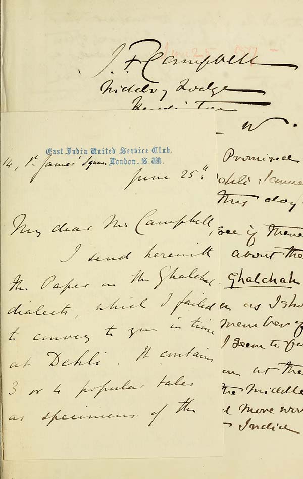 (3) - J. F. Campbell Collection > On the Ghalchah languages (Wakhí and ...