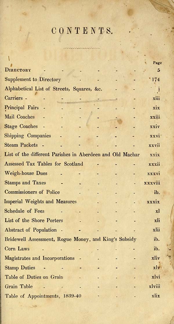 (7) Contents - Towns > Aberdeen > 1824-1840 - Directory for the city of ...