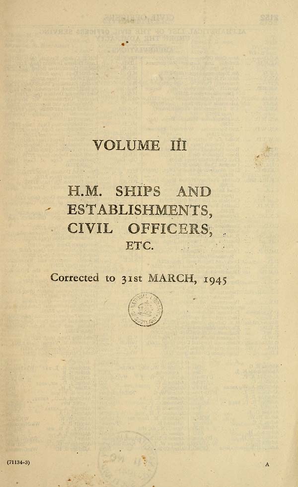  7 Half Title Page Navy Lists Quarterly 1945 April Volume 3 
