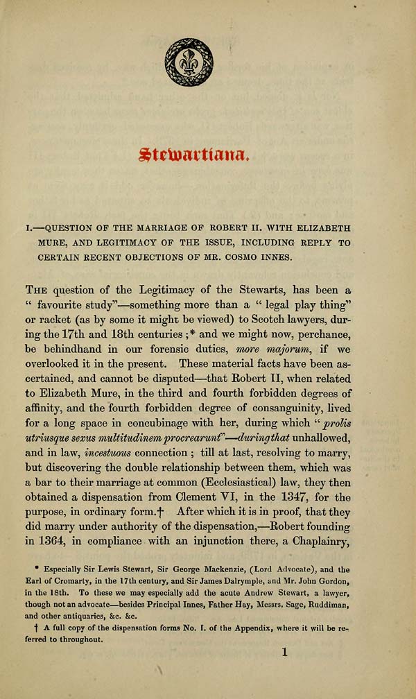 (21) Page 1 - Question of the marriage of Robert II with Elizabeth Mure ...