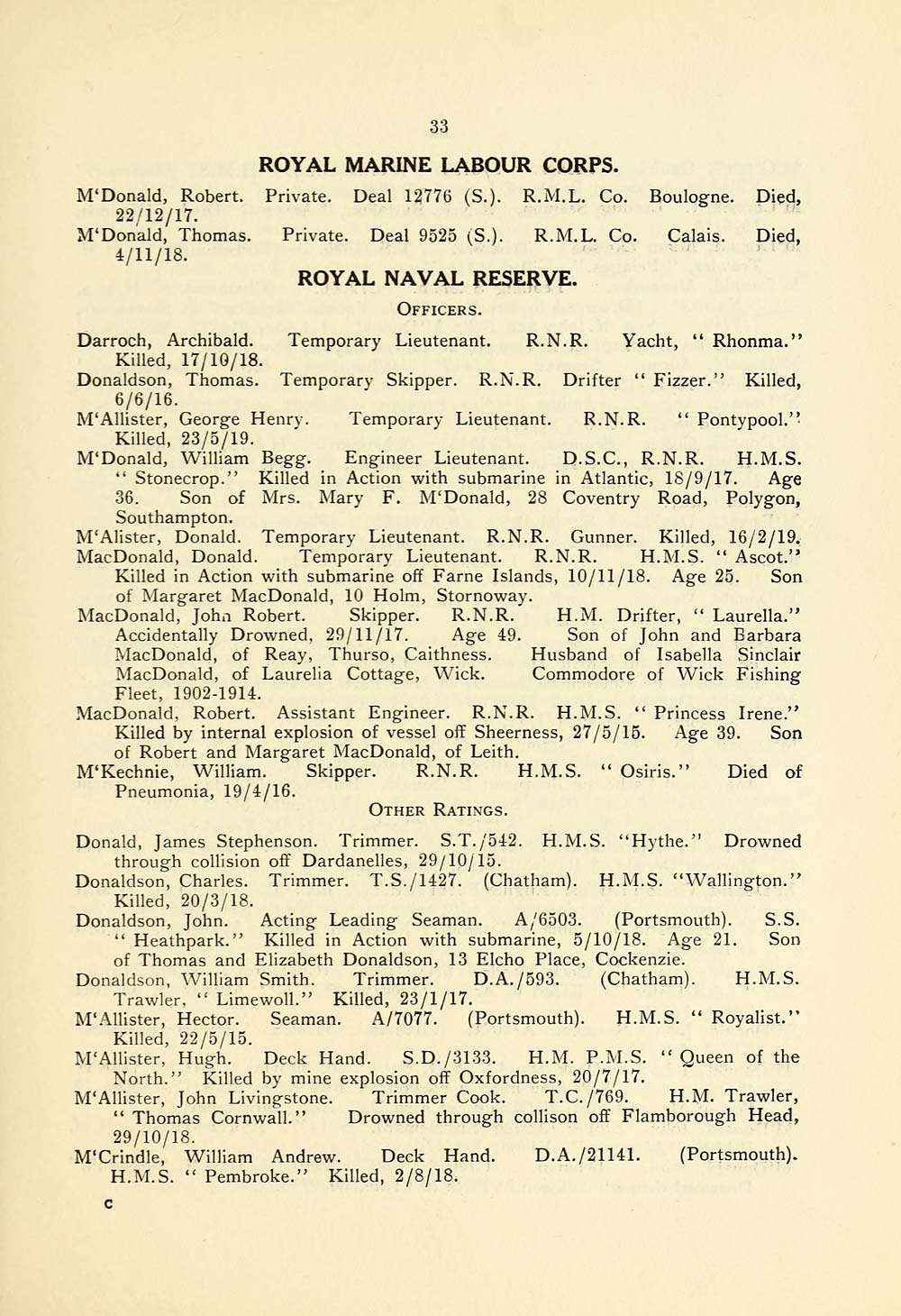 (37) Page 33 - Royal Marine Labour Corps -- Royal Naval Reserve ...