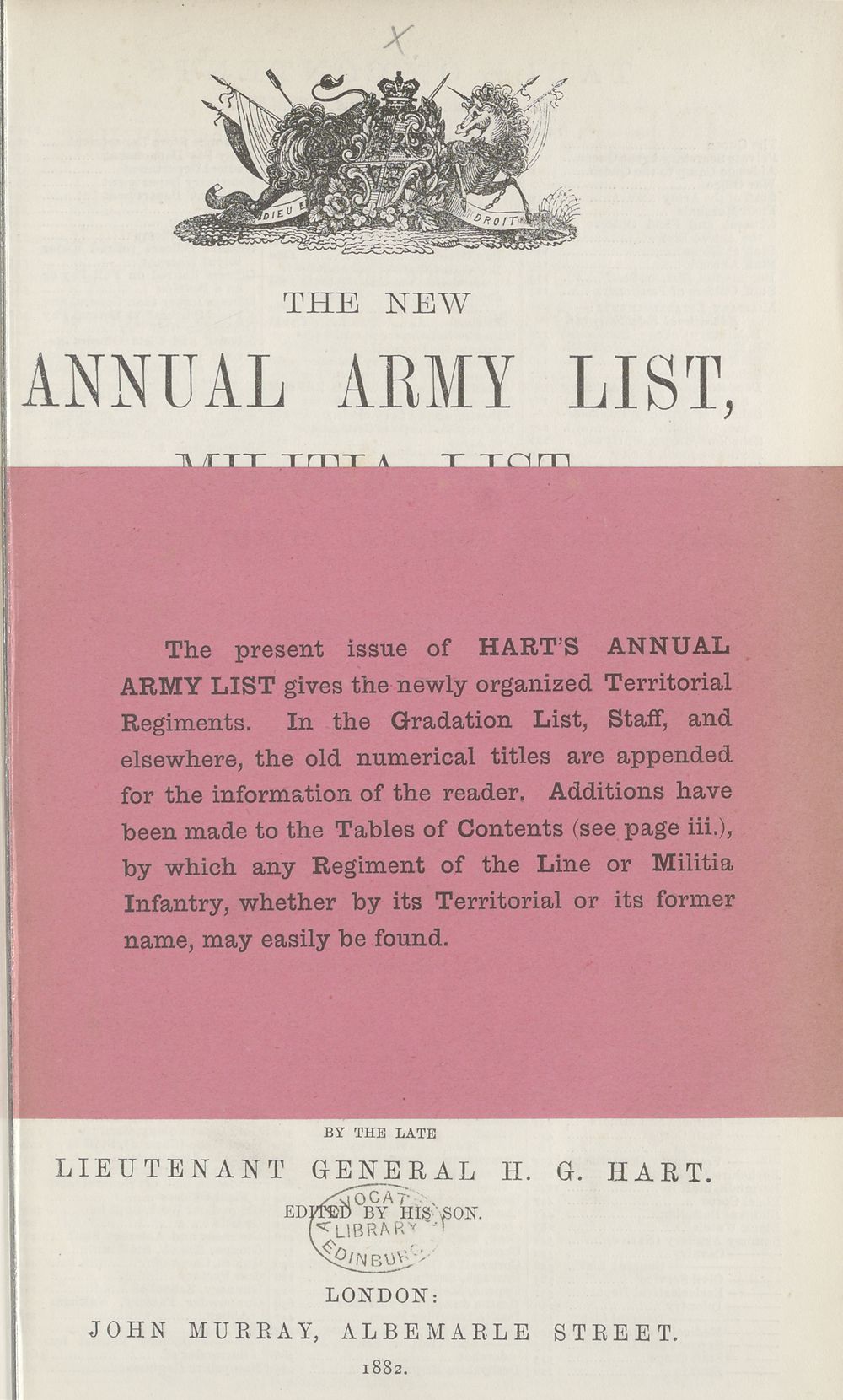  11 Army Lists Hart s Army Lists New Annual Army List Militia