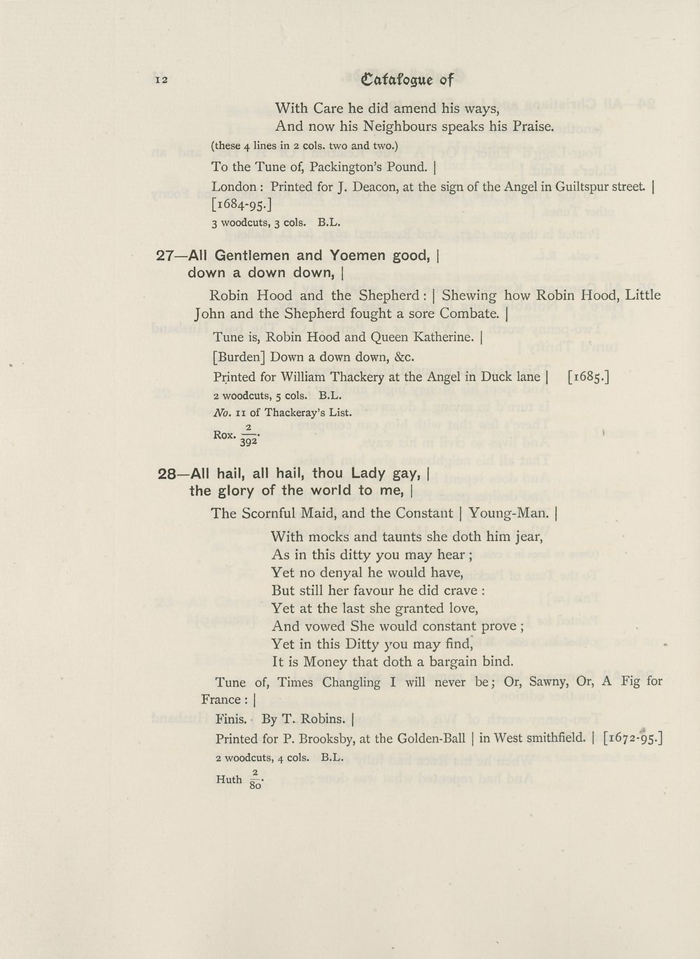 (32) Page 12 - Catalogue of a collection of English ballads of the ...