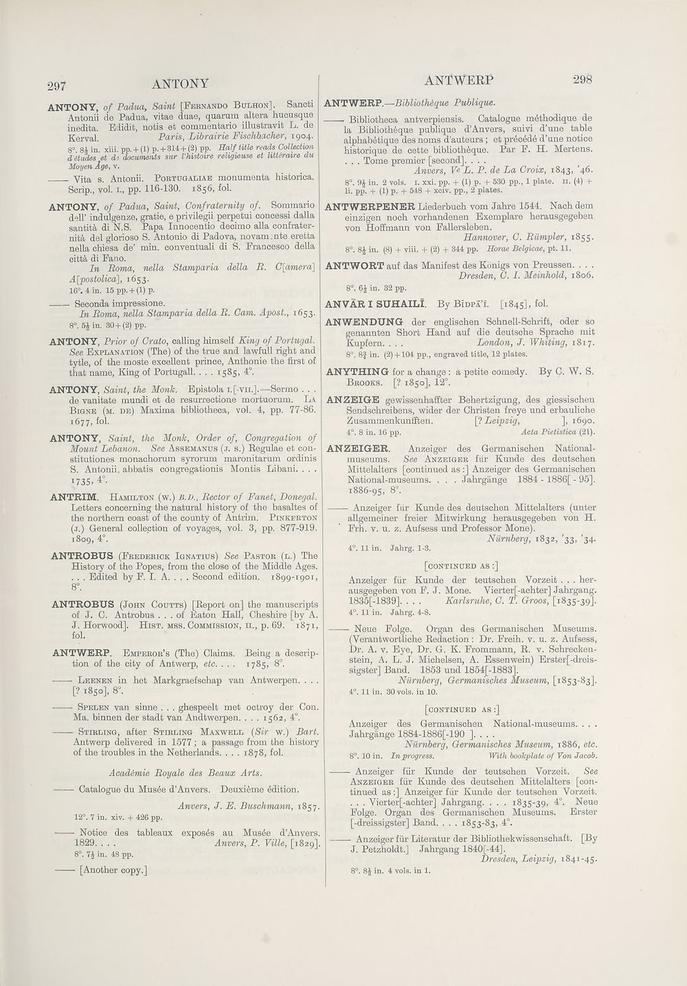 (213) Columns 297 and 298 - Catalogue of the printed books preserved at ...