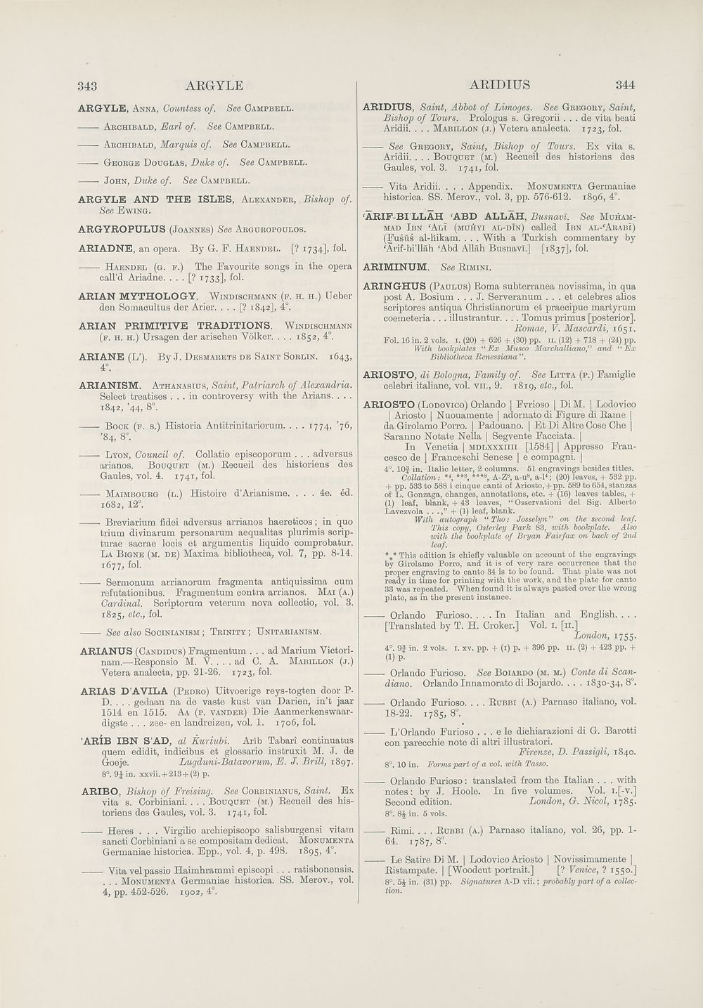 (236) Columns 343 and 344 - Catalogue of the printed books preserved at ...