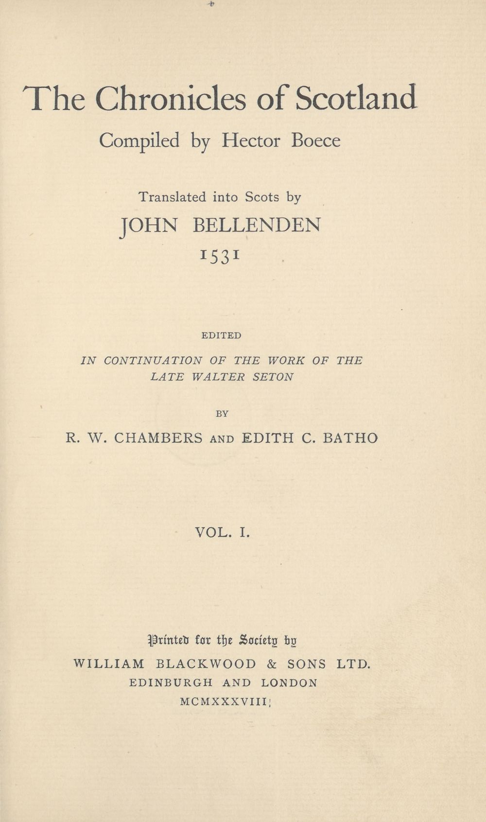 (7) - Scottish Text Society publications > Third series > Chronicles of ...