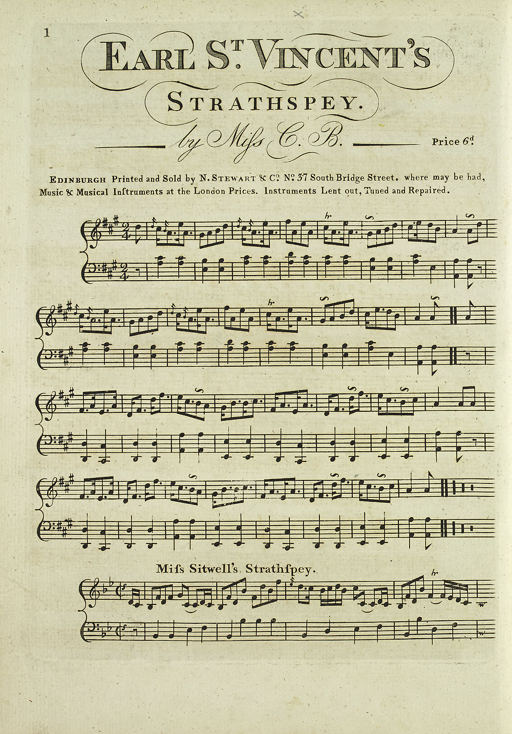 (8) Title Page - Miss Sitwell's Strathspey - Glen Collection of printed ...