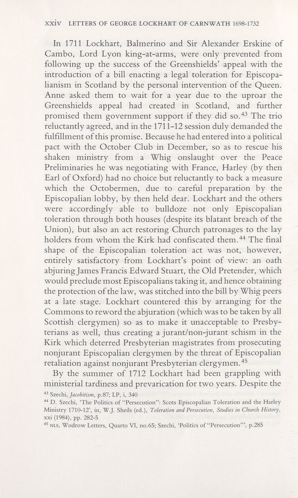 (29) Page xxiv - Series 5 > Letters of George Lockhart of Carnwath ...