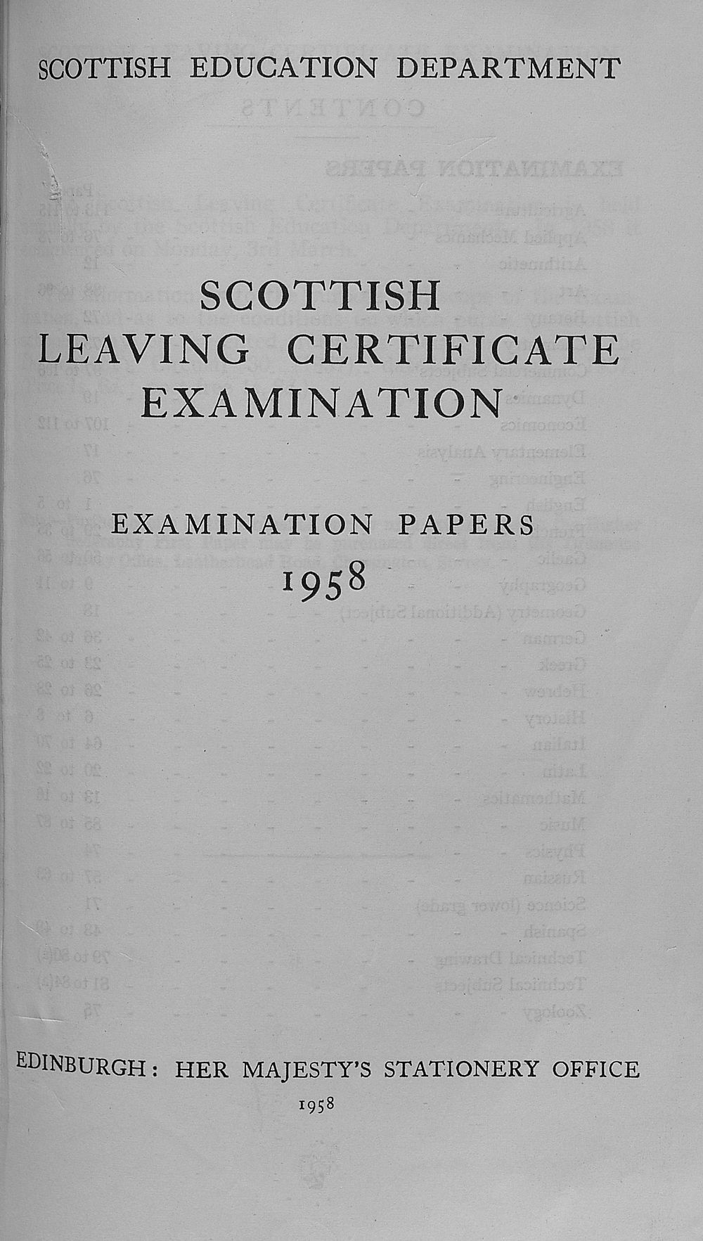 Browse and search > 1951-1961 - Scottish Leaving Certificate ...