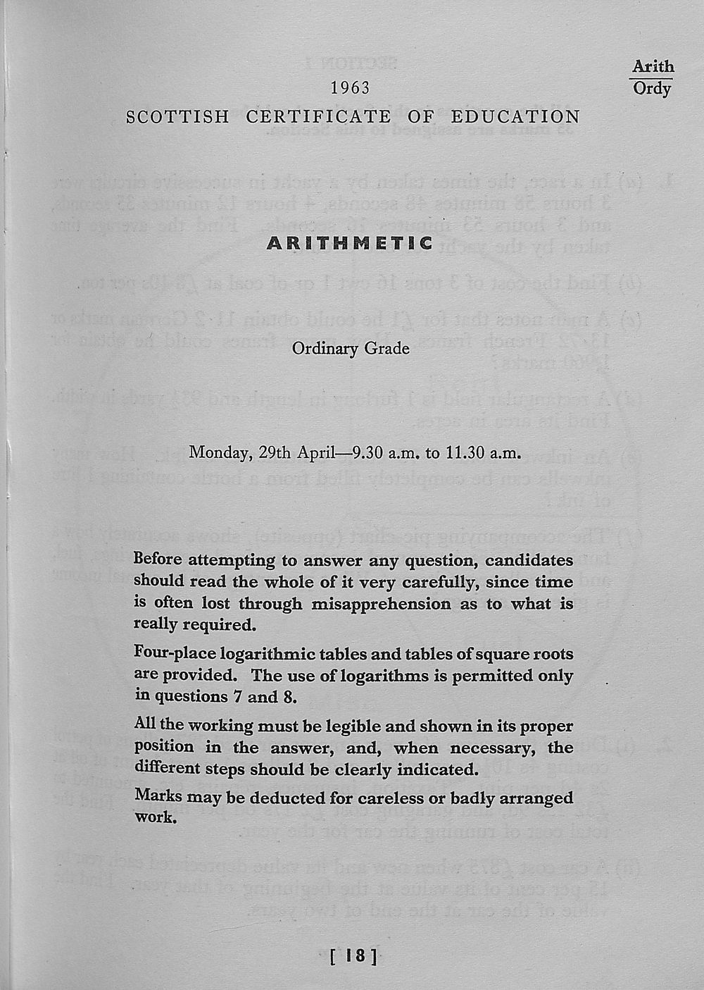 Browse and search > 1962-1963 - Scottish Certificate of Education ...