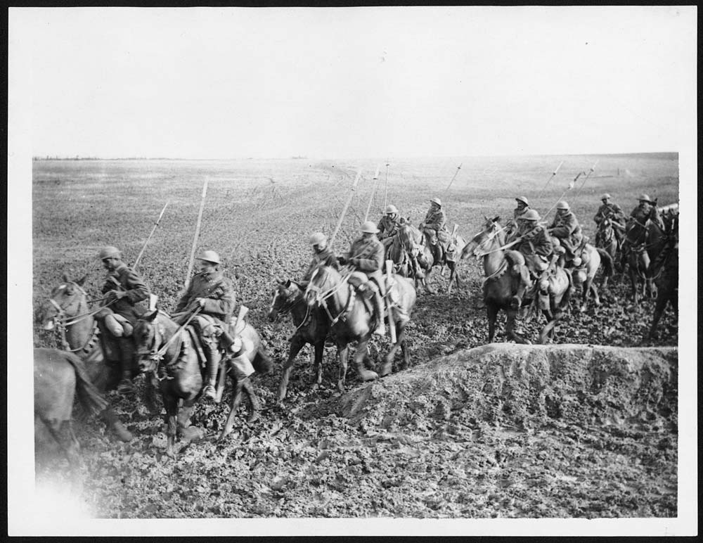 (65) X.34057 - Cavalry patrols advancing over open country near Mory ...