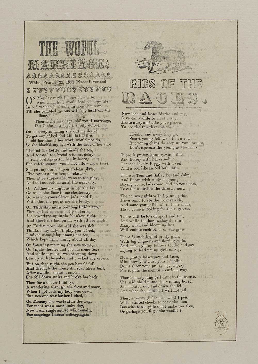 Woful marriage - Courtship & marriage - English ballads - National ...