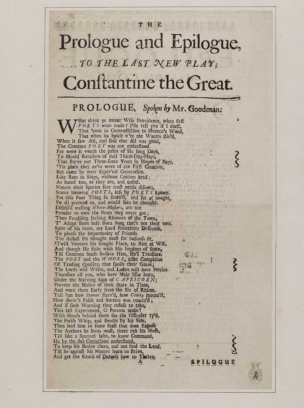 (1) [PAGE 1] - Literature & Theatre > Prologue and epilogue, to the ...