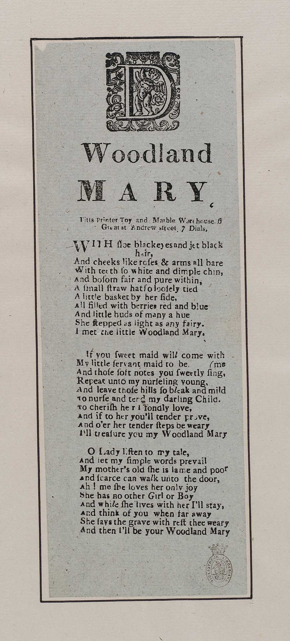 Woodland Mary - Occupations - English ballads - National Library of ...