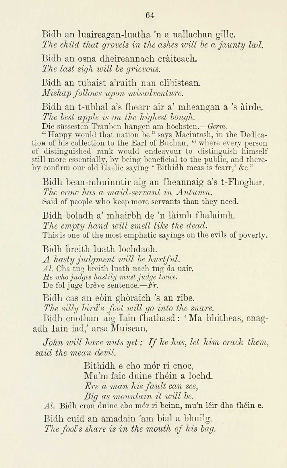 (104) - Blair Collection > Collection of Gaelic proverbs and familiar ...