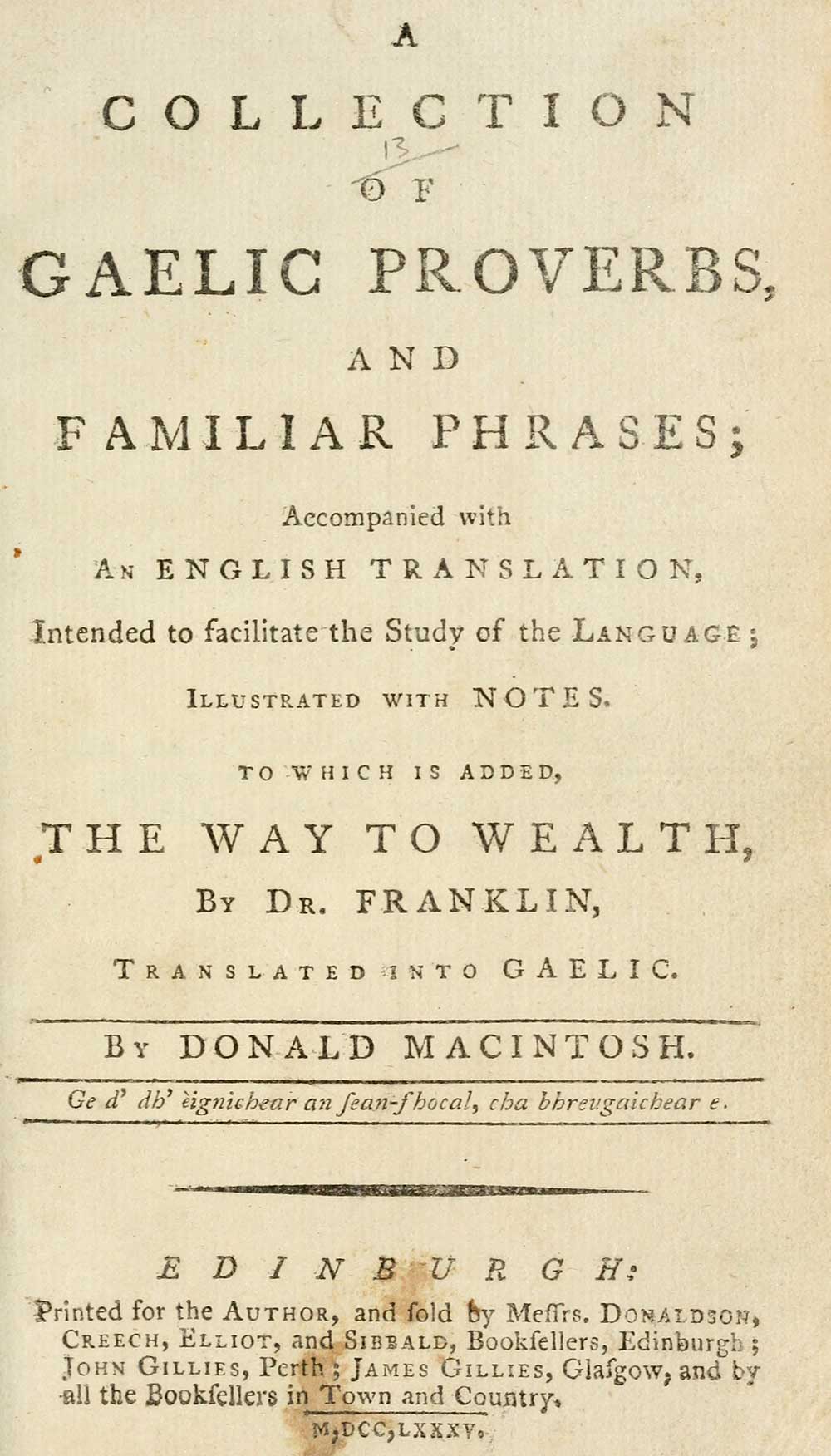(5) - Blair Collection > Collection of Gaelic proverbs, and familiar ...