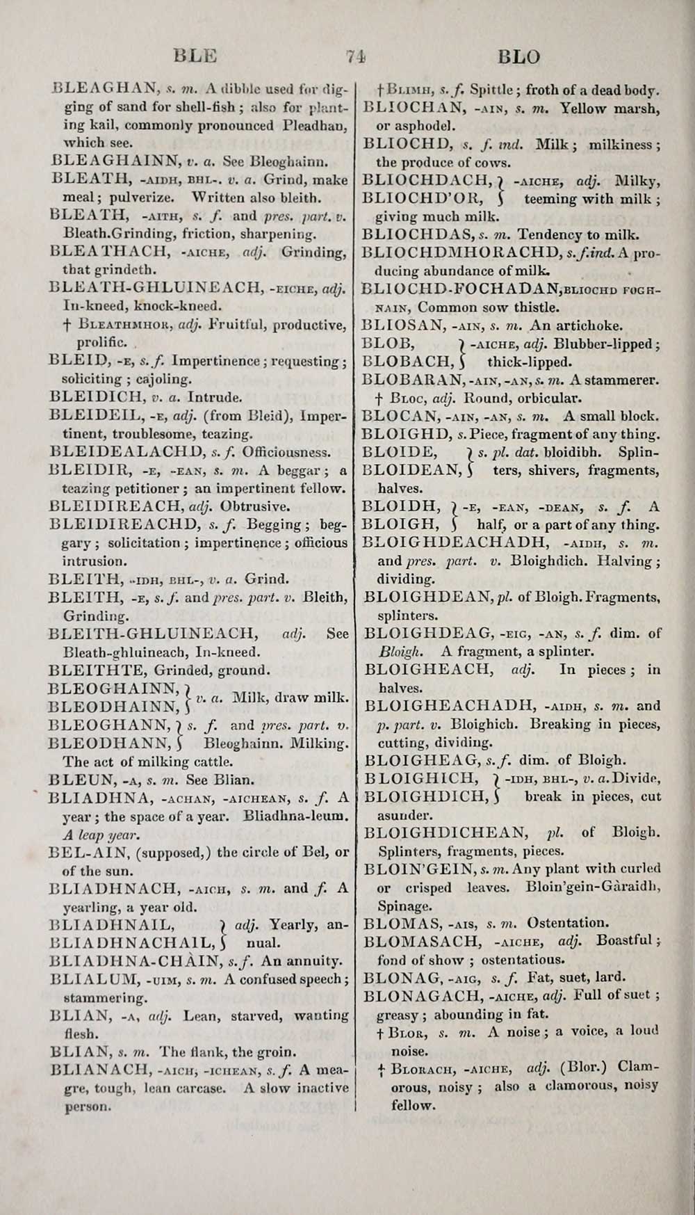 (88) - Hew Morrison Collection > Dictionary of the Gaelic language, in ...