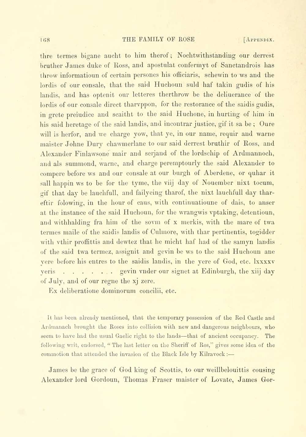 (196) Page 168 - Spalding Club > Genealogical deduction of the family ...