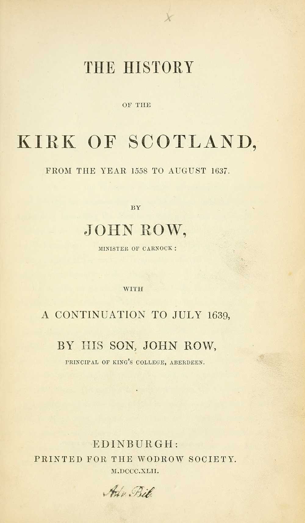 (7) Title page - Wodrow Society > History of the Kirk of Scotland from ...