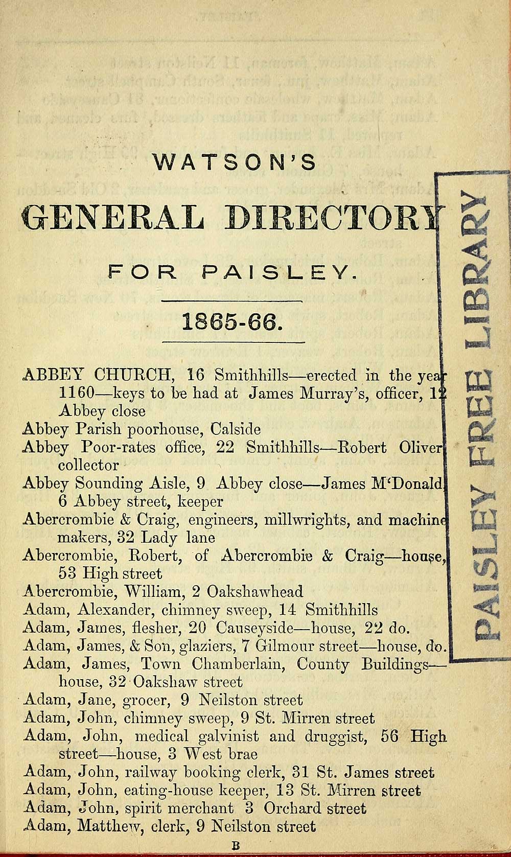 (17) - Towns > Paisley > 1862-1884 - Watson's directory for Paisley ...