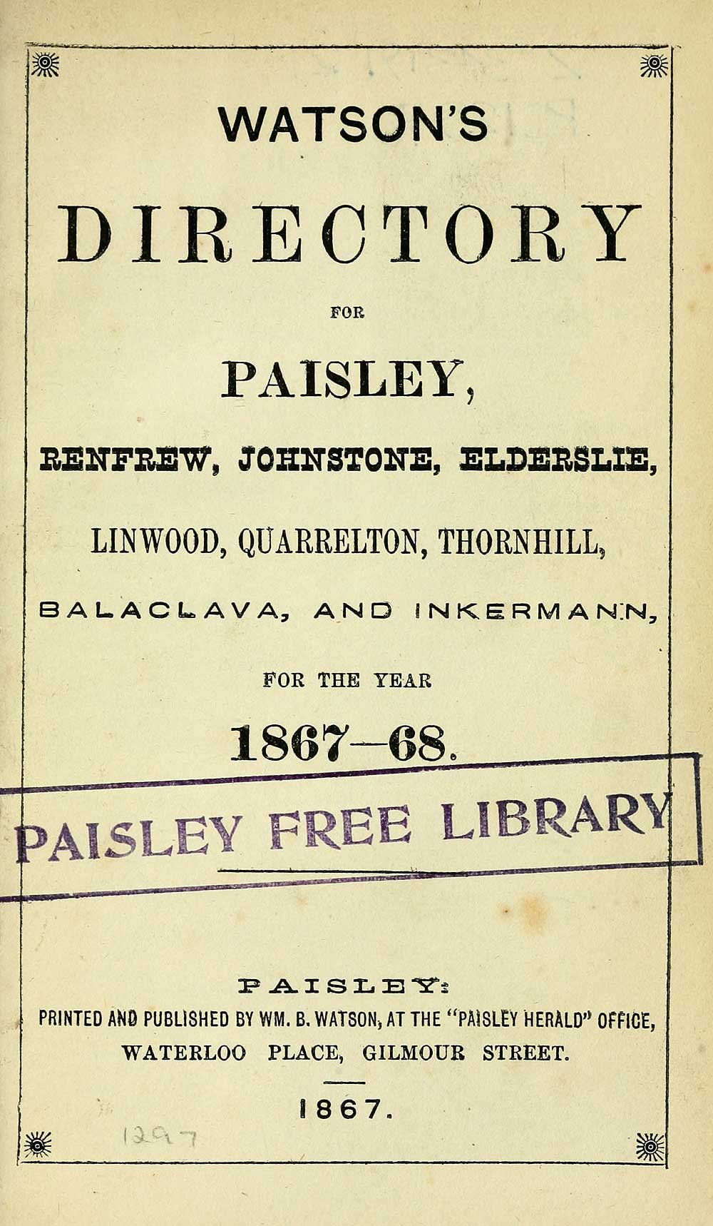 (5) Title page - Towns > Paisley > 1862-1884 - Watson's directory for ...