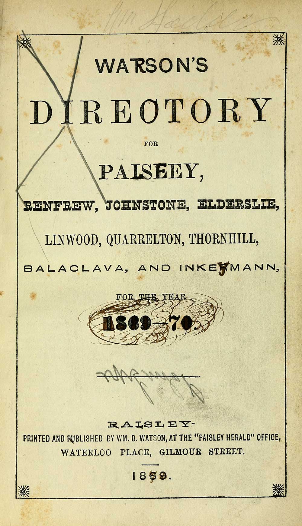 (3) Title page - Towns > Paisley > 1862-1884 - Watson's directory for ...