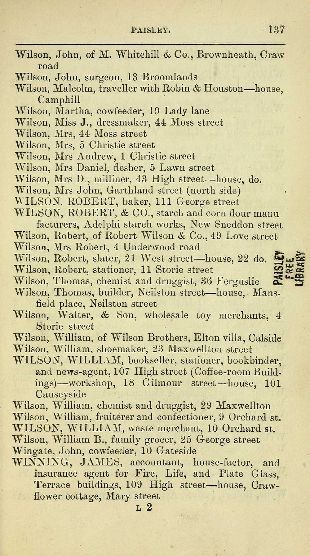 (147) - Towns > Paisley > 1862-1884 - Watson's directory for Paisley ...