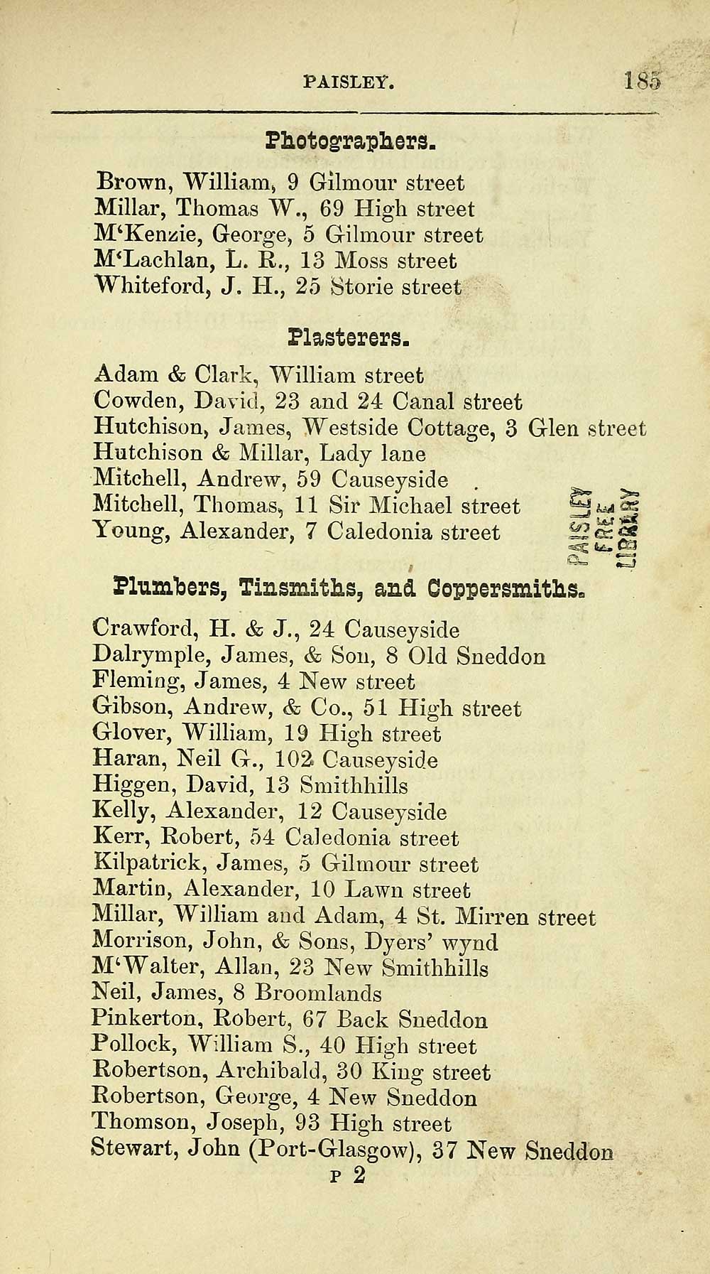 (195) - Towns > Paisley > 1862-1884 - Watson's directory for Paisley ...