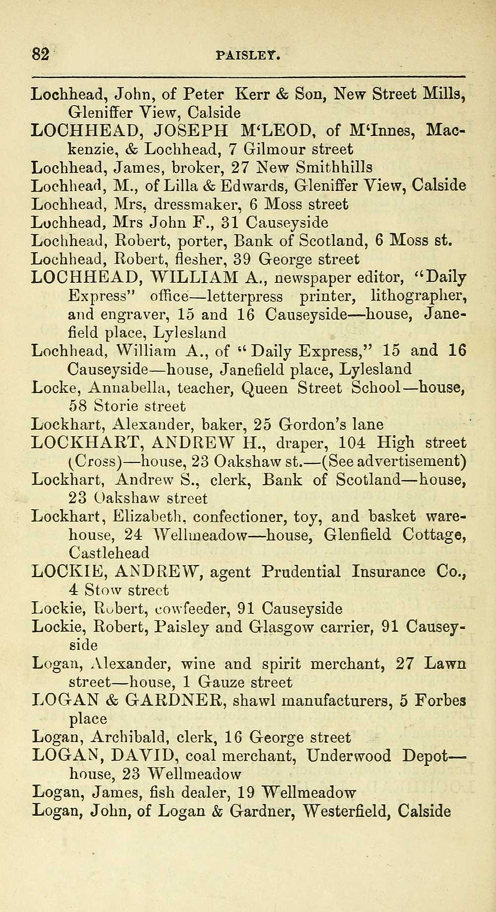 (88) - Towns > Paisley > 1862-1884 - Watson's directory for Paisley ...