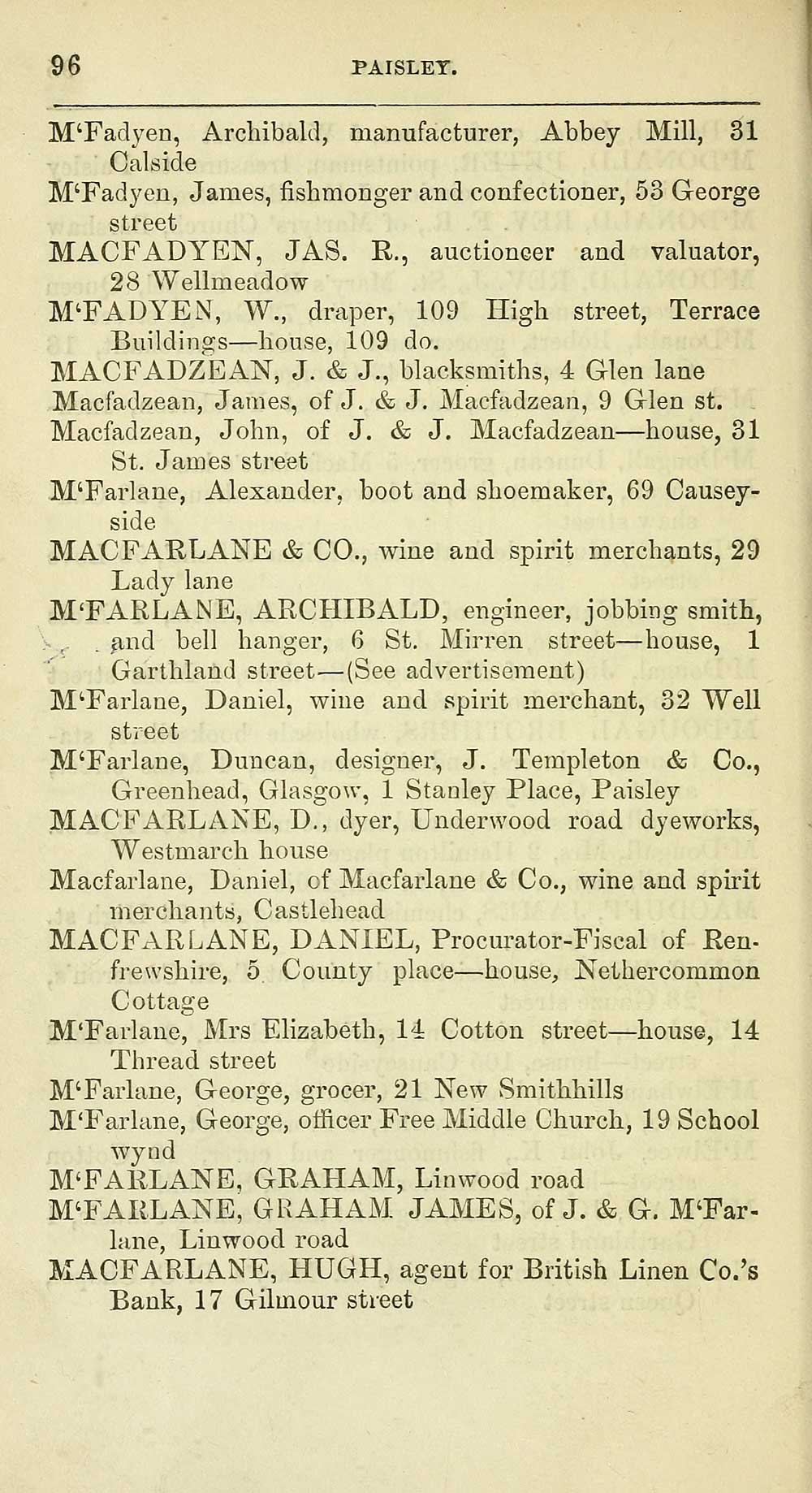 (102) - Towns > Paisley > 1862-1884 - Watson's directory for Paisley ...