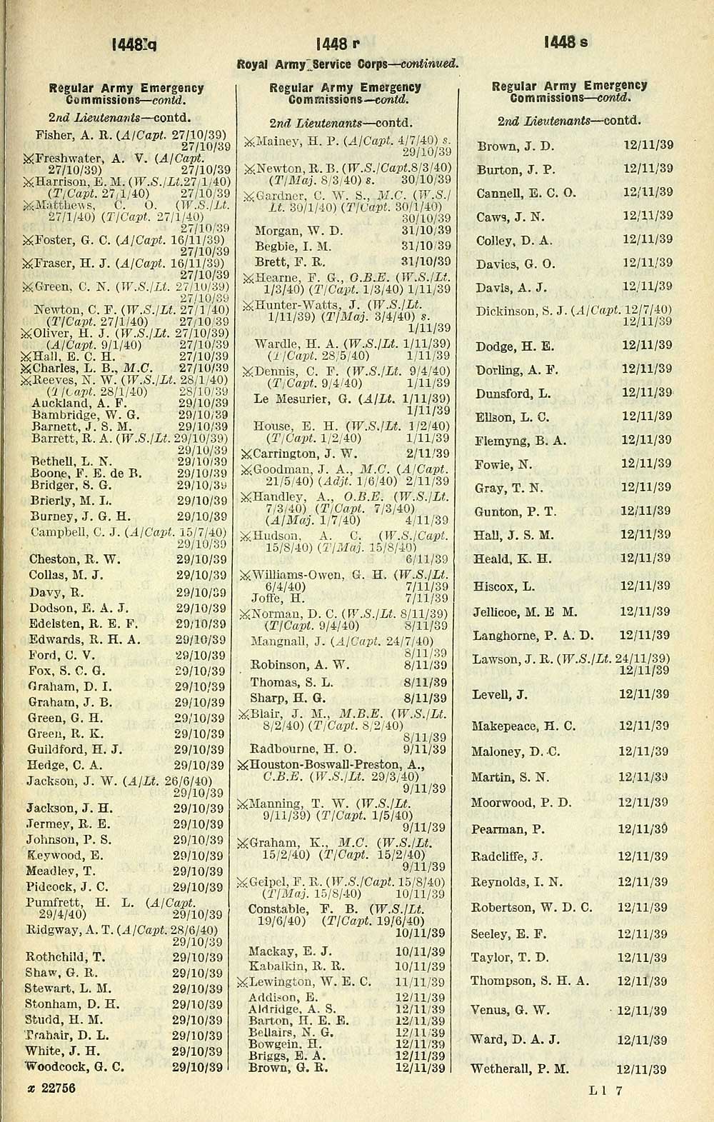 (1075) - Army lists > Quarterly Army Lists (Second Series), July 1940 ...