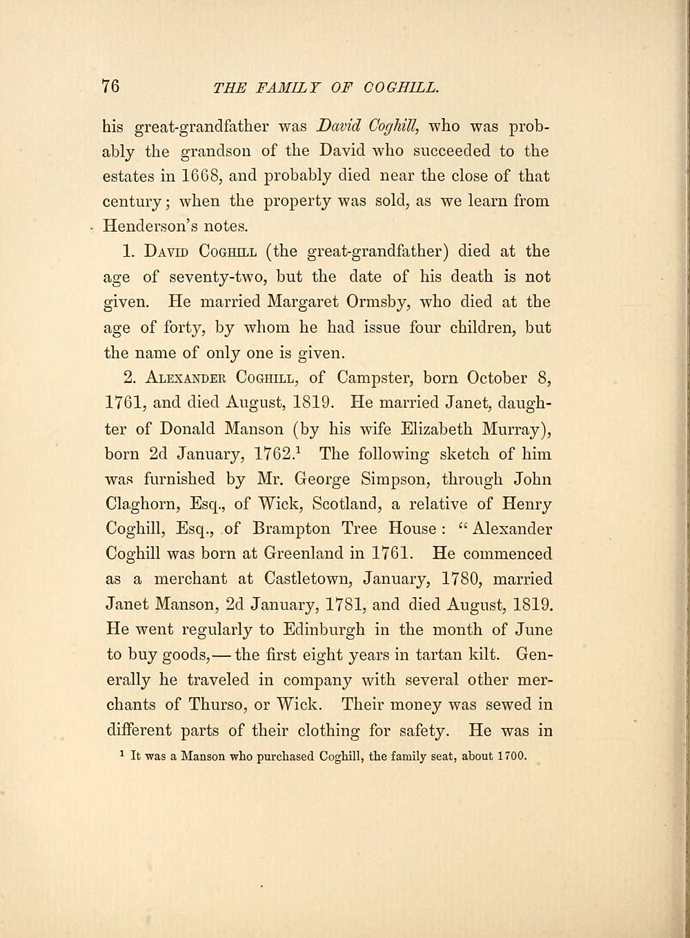 (148) Page 76 - Family of Coghill, 1377 to 1879 - Histories of Scottish ...