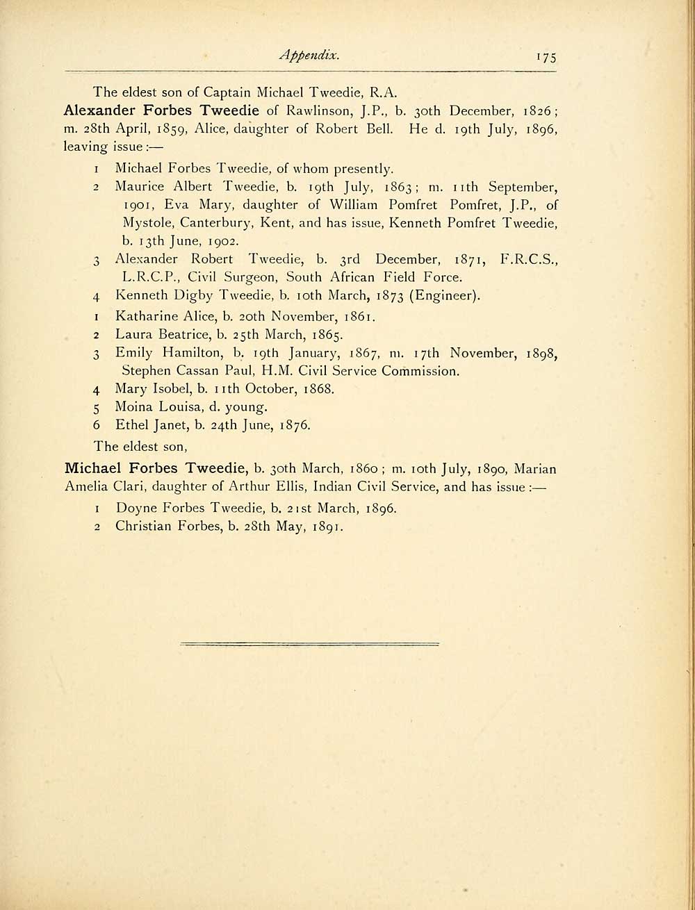 (249) Page 175 - History of the Tweedie, or Tweedy, family - Histories ...